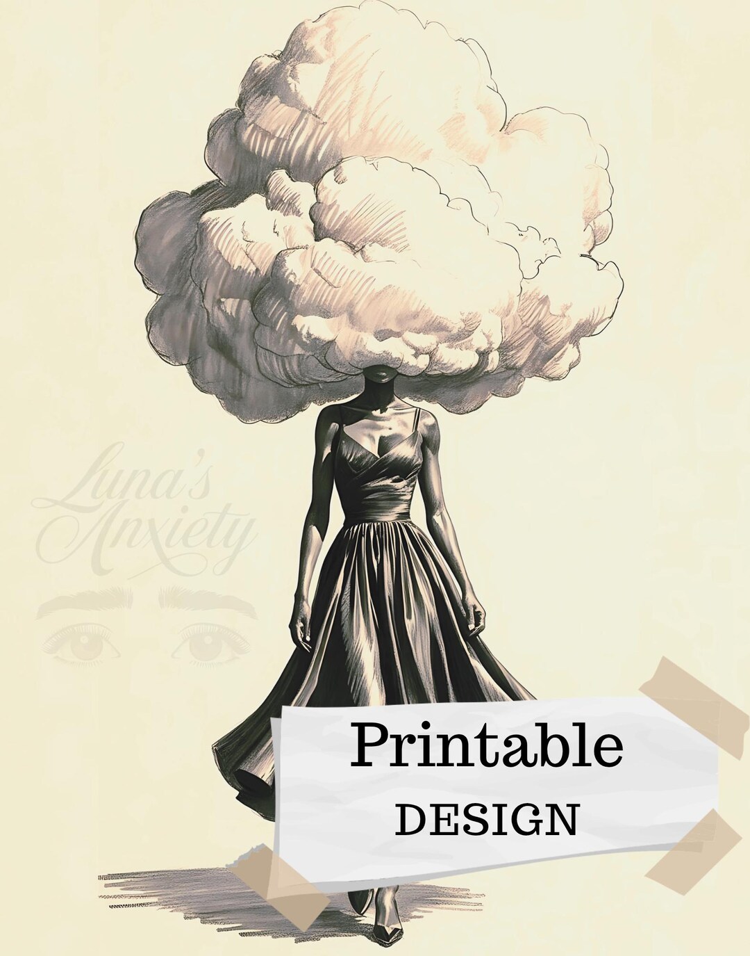 Overthinking Art Print | Anxiety Wall Art | Mental Health Printable ...