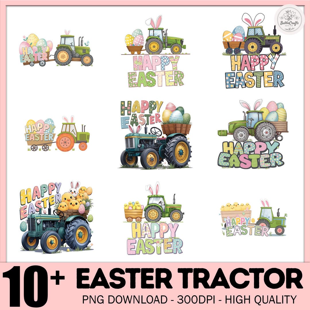 10+ Easter Tractor PNG Bundle, Happy Easter PNG, Easter Day Png, Easter ...