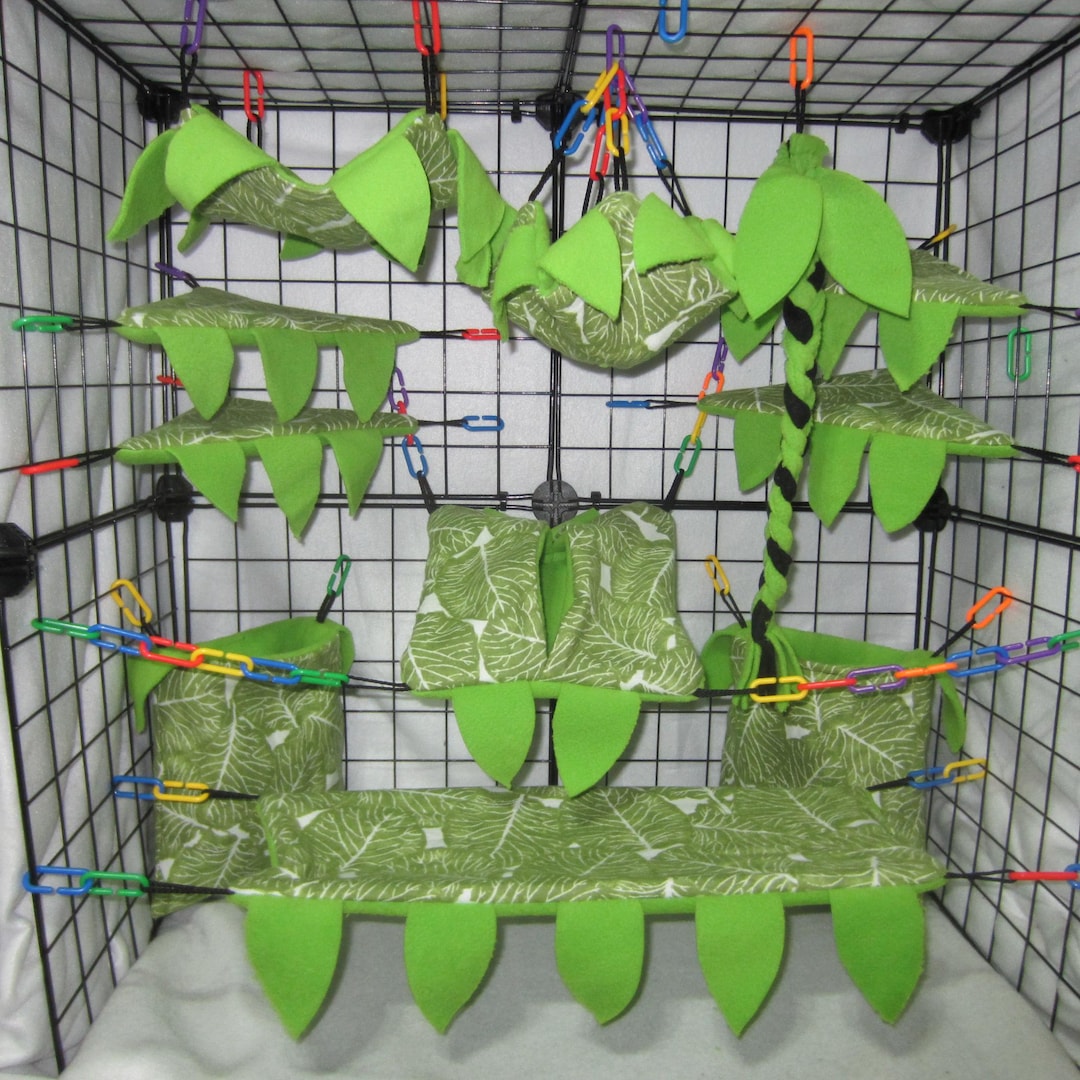 11 Pc Sugar Glider Cage Set - Green Leaf - Rat Cage Set, Sugar Glider ...