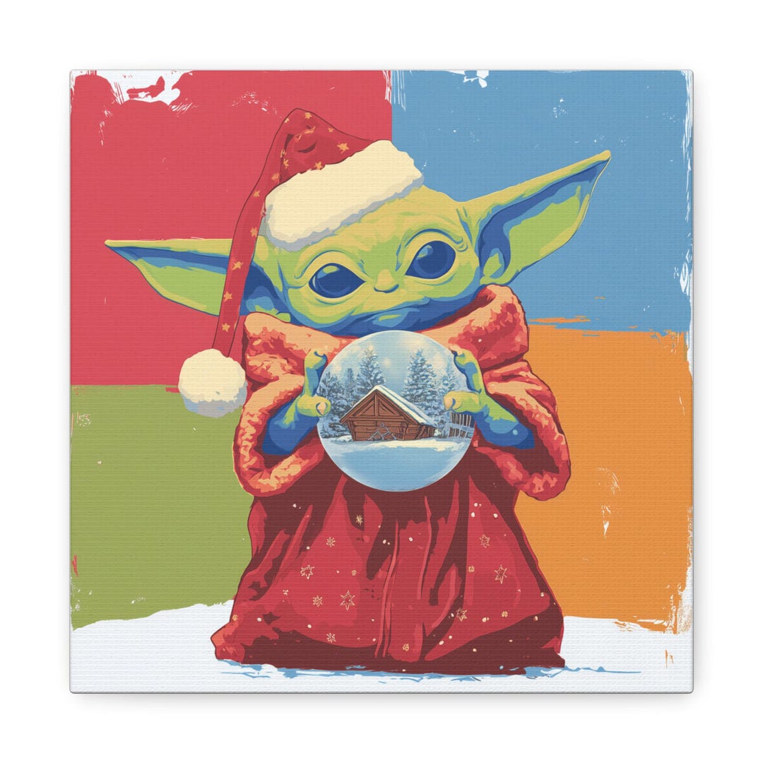 Grogu Christmas Pop Art Canvas Star Wars Holiday Wall Art Baby Yoda ...
