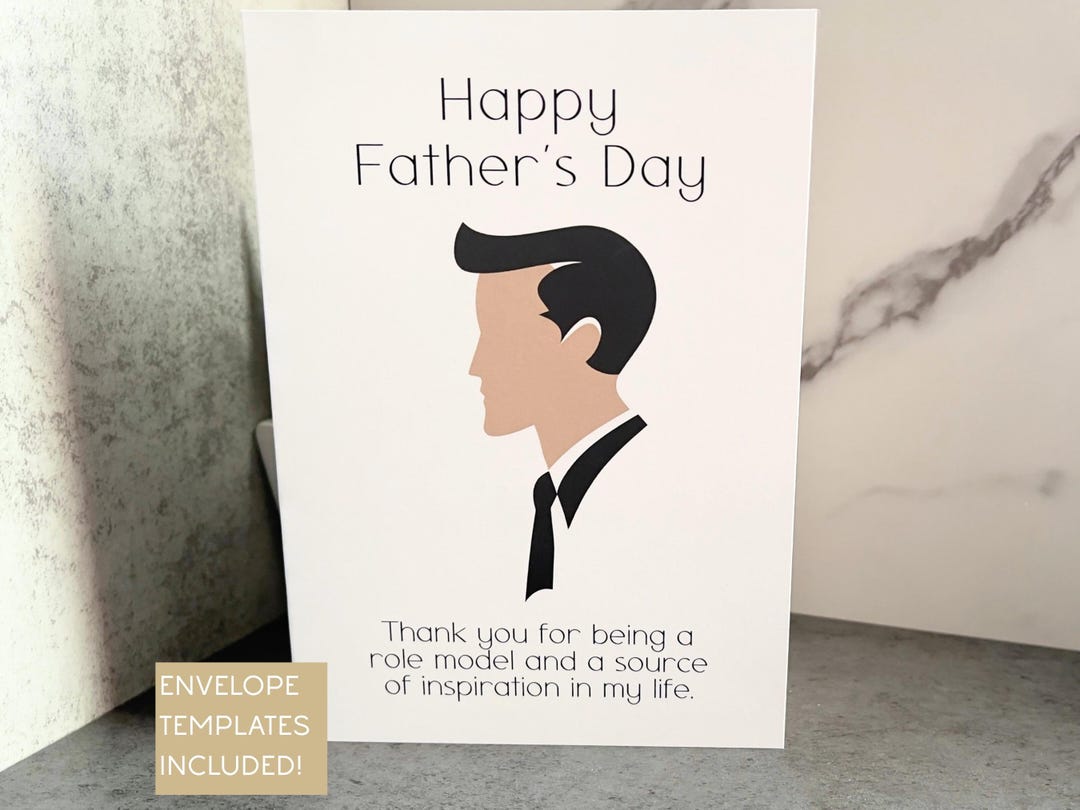 Minimalist Father's Day Card: Role Model Dad Gift & Envelopes (digital ...