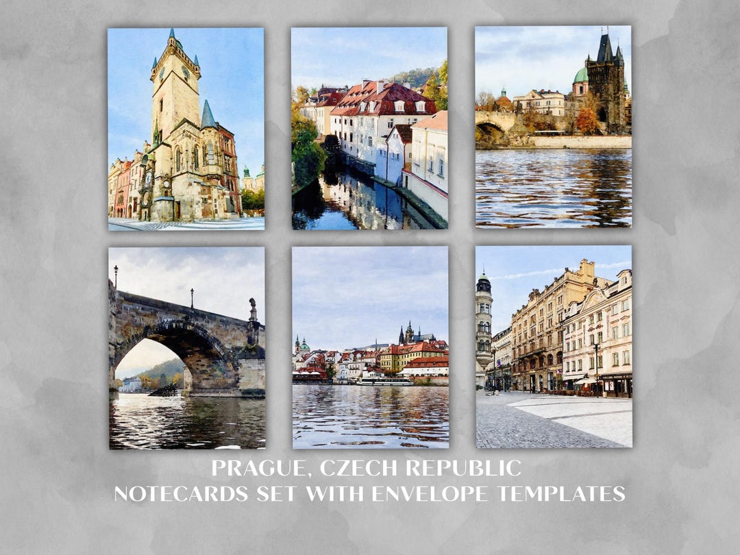 Printable Prague Notecards Set With Envelopes: Czech Republic ...