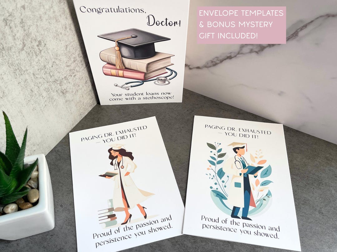 Printable Graduation Cards for Medical School Graduates - Set of 3 5X7 ...
