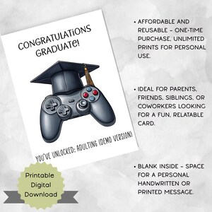 Funny Gamer Graduation Cards: Set of 8, 5x7, With Envelope Templates ...