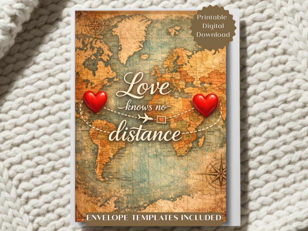 Long Distance Love Card: Printable LDR Missing You Notecard, No ...