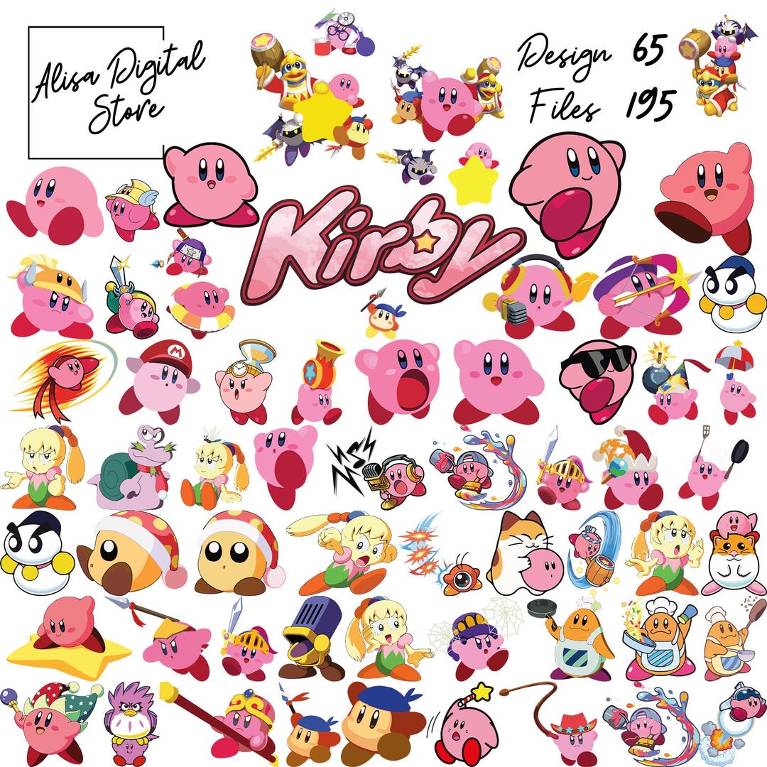 Kirby Cartoon Chracters Svg/ Sticker / Png / Digital Print/ Pdf Bundle ...