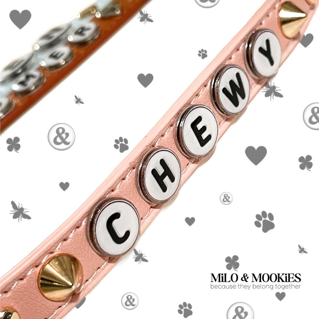 Milo&mookies Custom Dog Collar - Vegan Leather, Alloy Metal Charms ...
