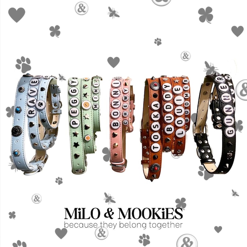 Milo&mookies Custom Dog Collar - Vegan Leather, Alloy Metal Charms ...