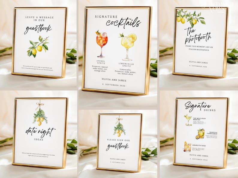 Italian Lemon Wedding Sign Bundle | Amalfi & Mediterranean Wedding ...