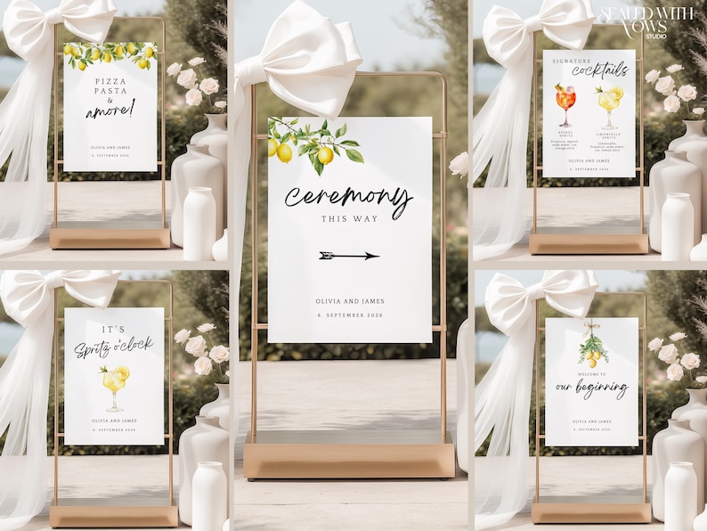 Italian Lemon Wedding Sign Bundle | Amalfi & Mediterranean Wedding ...