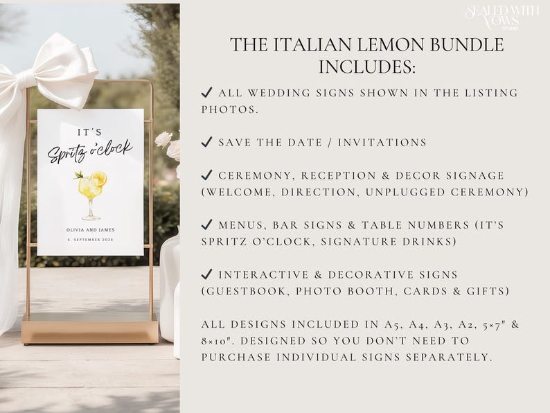 Italian Lemon Wedding Sign Bundle | Amalfi & Mediterranean Wedding ...