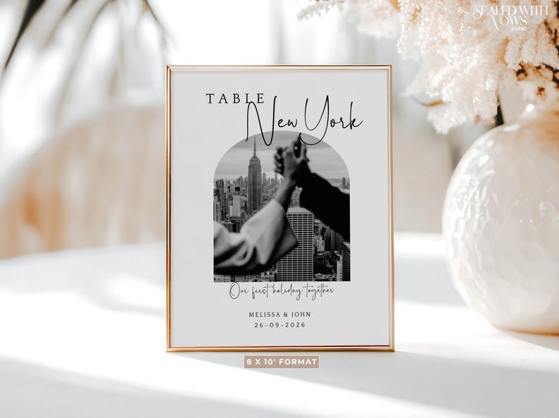 Travel Wedding Table Signs Template With Photo | Destination Table ...
