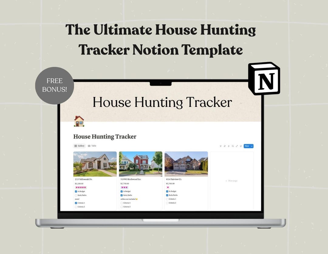 The Ultimate House Apartment Hunting Notion Planner Tracking Template ...