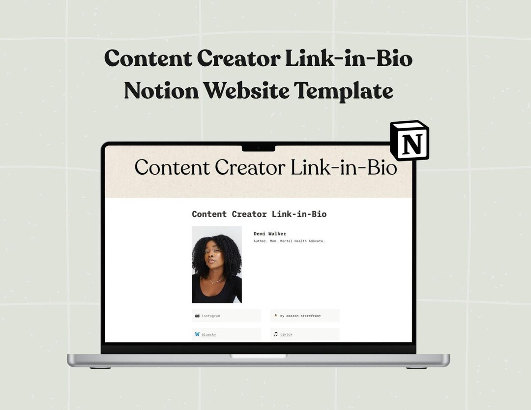 Content Creator Link in Bio Notion Website Template Customizable Notion ...