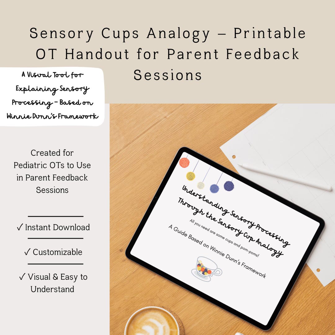 Sensory Cups Analogy | Printable OT Handout | Parent-friendly Sensory ...