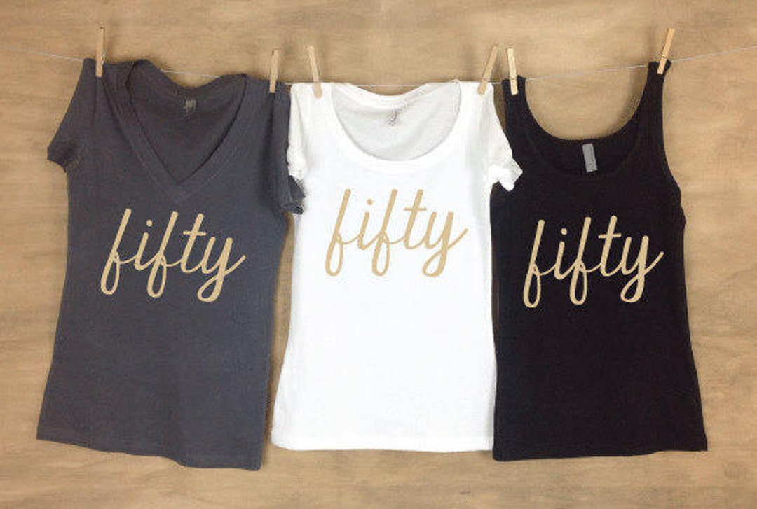 Fiftieth Birthday Shirts // Fifty in Script // Custom Birthday - Etsy