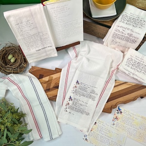 Handwritten Recipe Tea Towel / Original Handwriting / Flour Sack ...