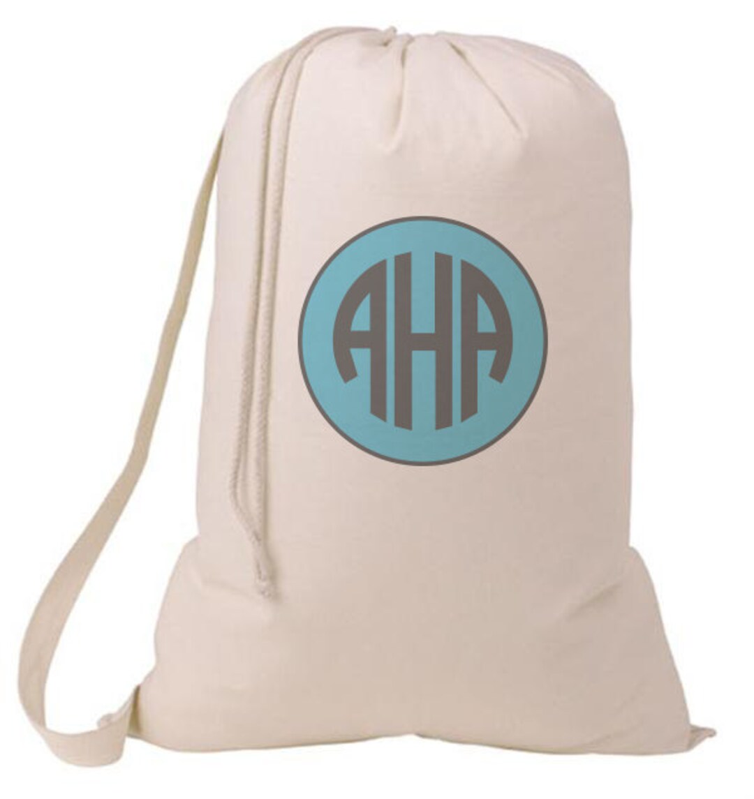 Grad Gift Circle Monogram Laundry Bag - Custom College Hamper ...
