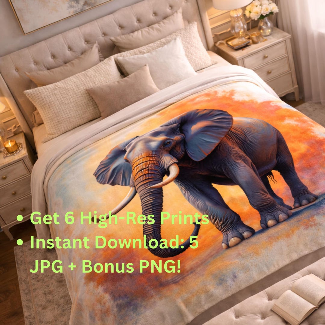 Colorful Elephant Wall Art Print, Safari Animal Decor, Tusks of Valor ...