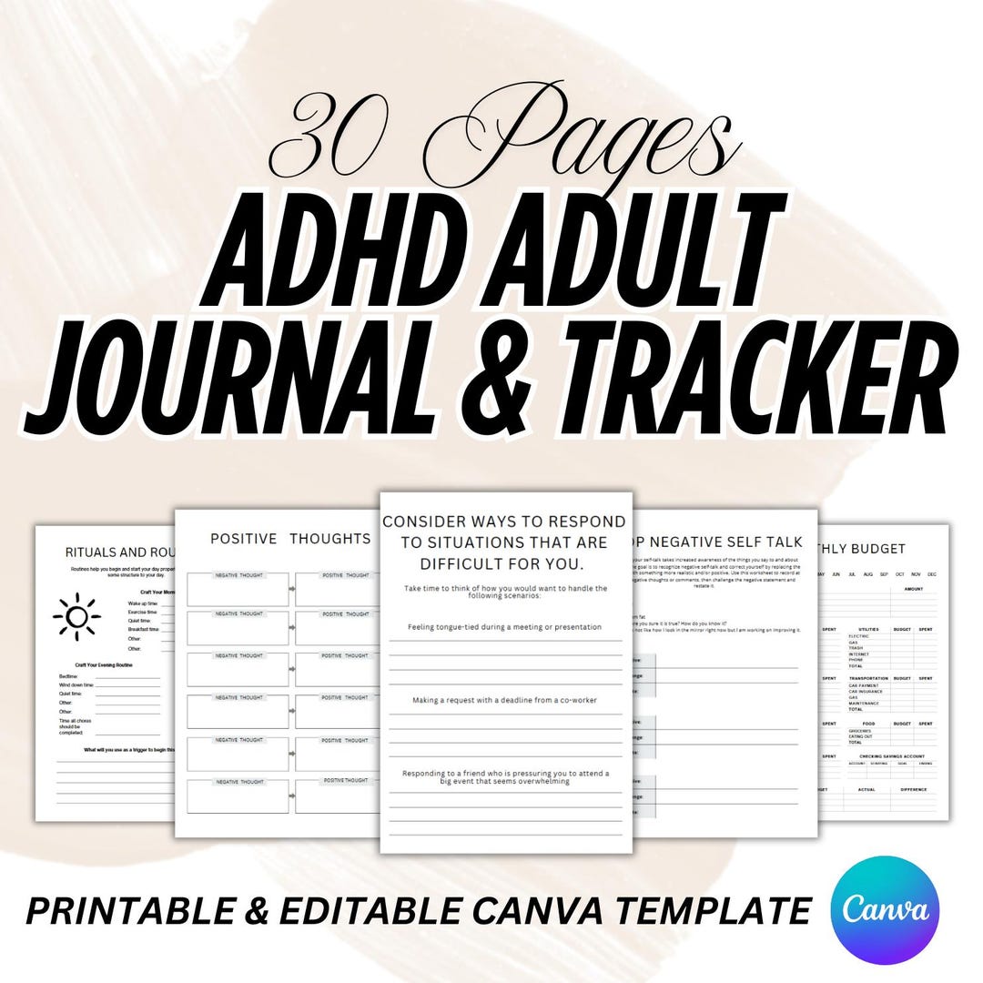 ADHD Adult Planner Tracker | ADHD Planner Printable Set | Daily Planner, Weekly Planner, Monthly ...