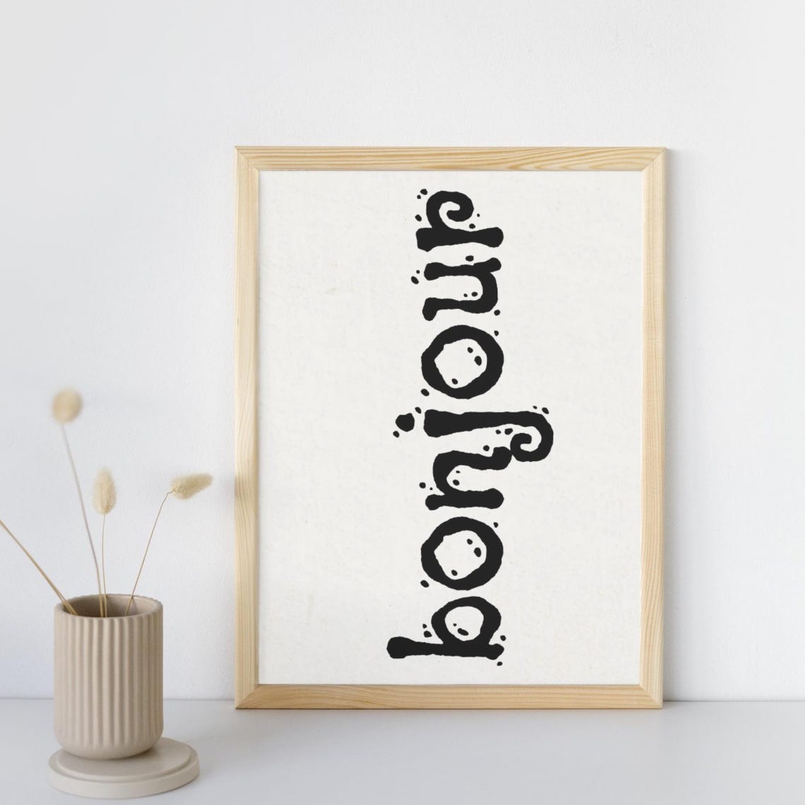 Bonjour Wall Art Print, French Hello Poster, Vertical Minimalist ...