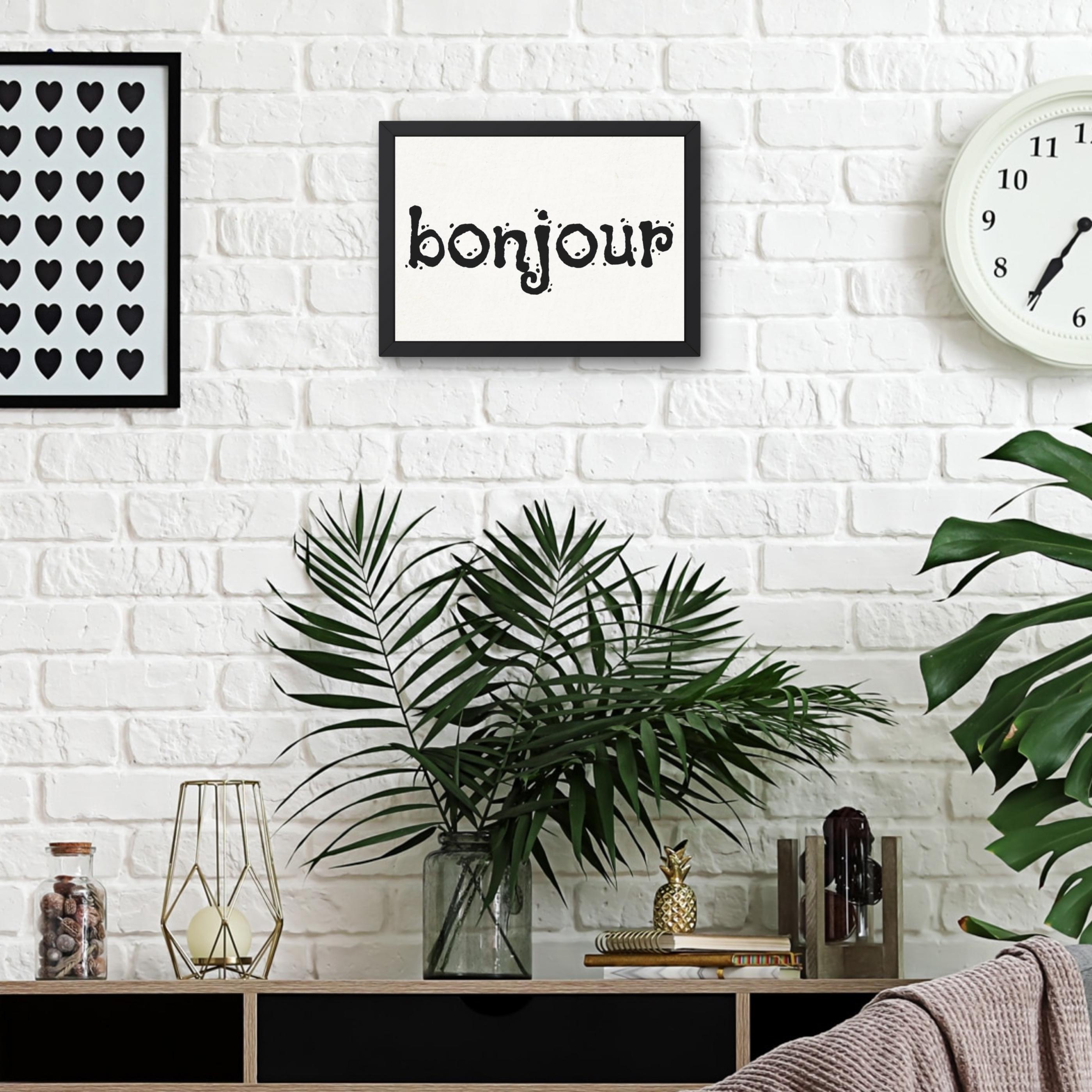 Bonjour Wall Art Print, French Hello Poster, Vertical Minimalist ...