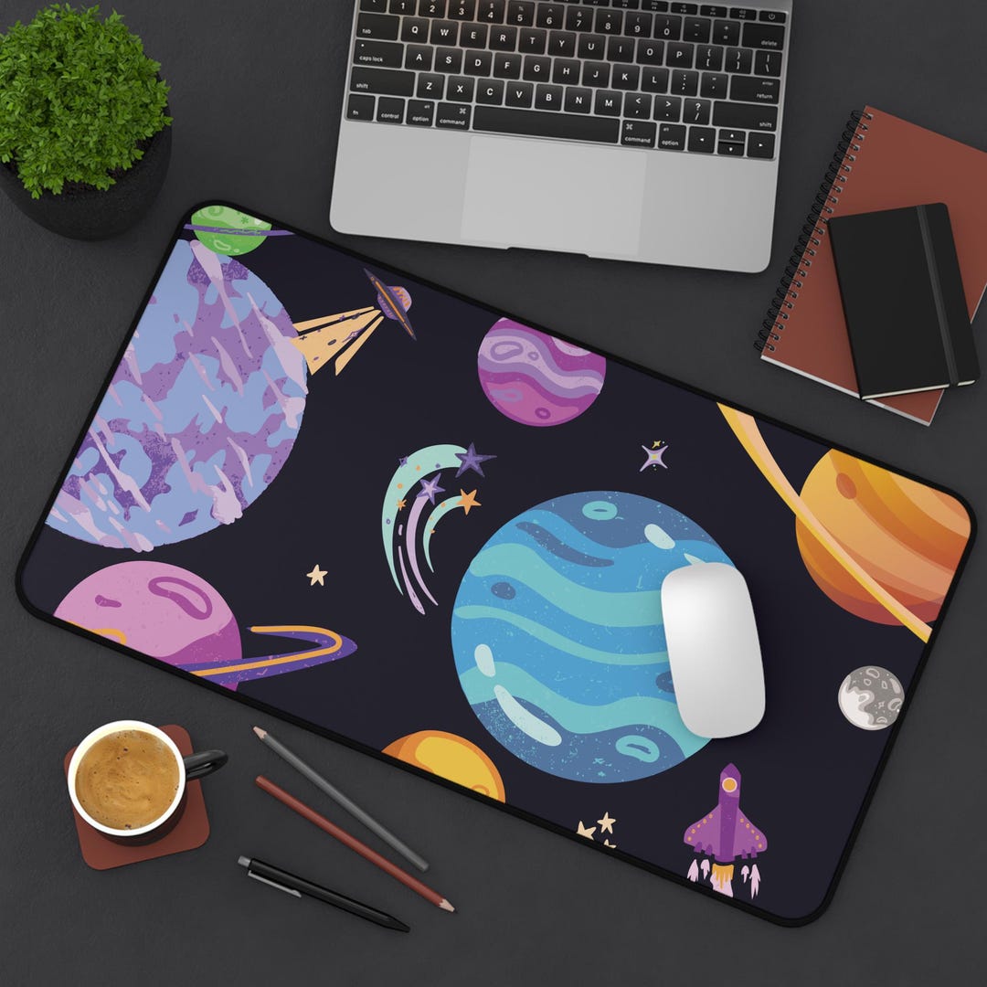 Colorful Space Mouse Pad , Outer Space Galaxy Desk Mat , Planet and ...