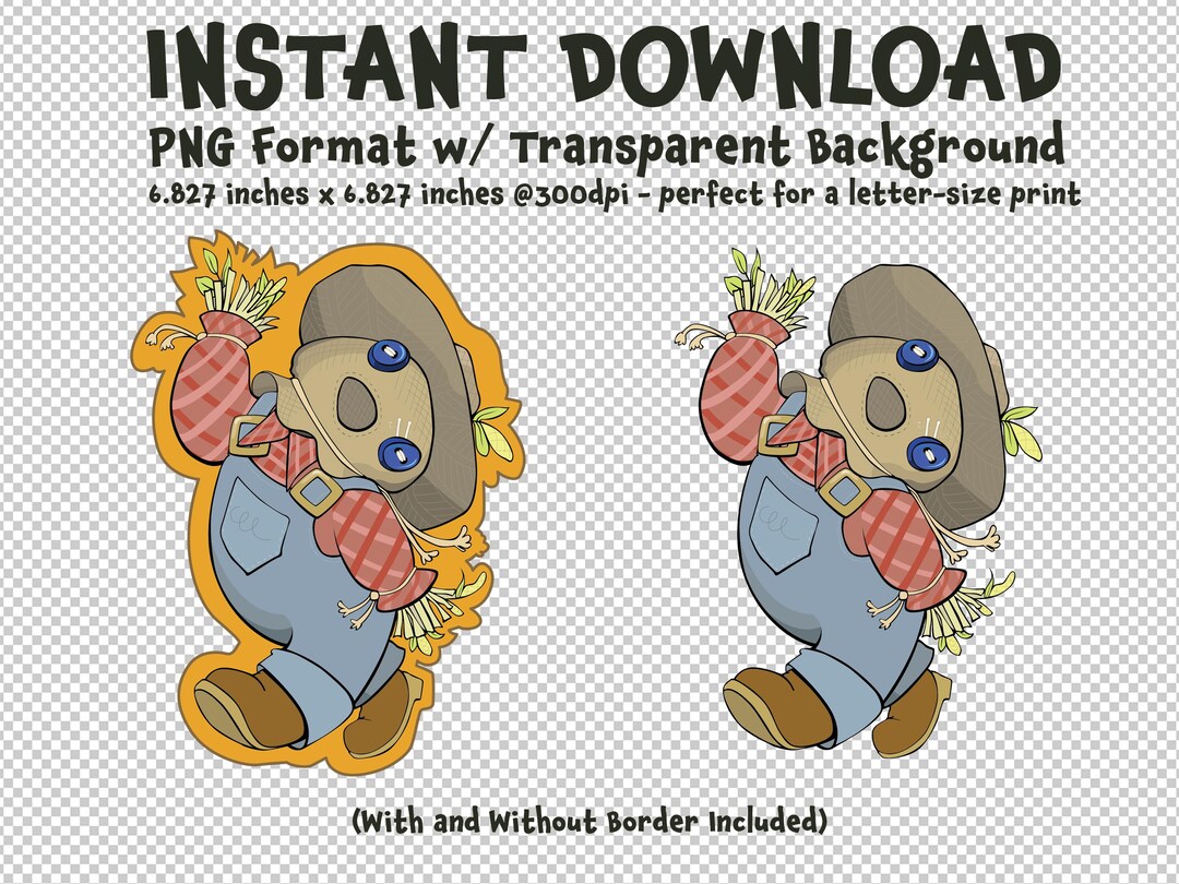 Scarecrow Clip Art Printable Digital Instant Download for Halloween ...