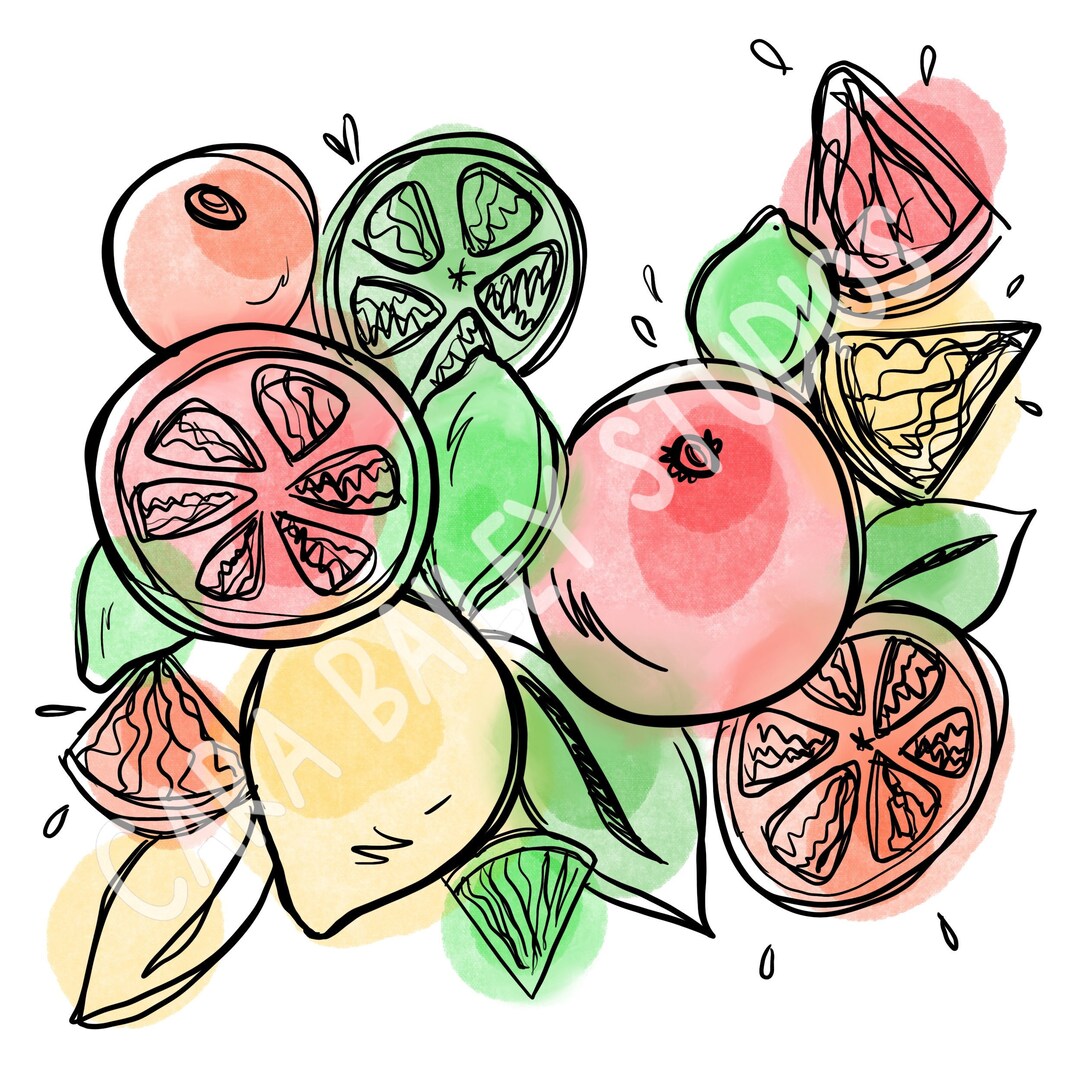 Citrus Fruit Art, Fruit Art Printable, Oranges and Limes, Digital ...