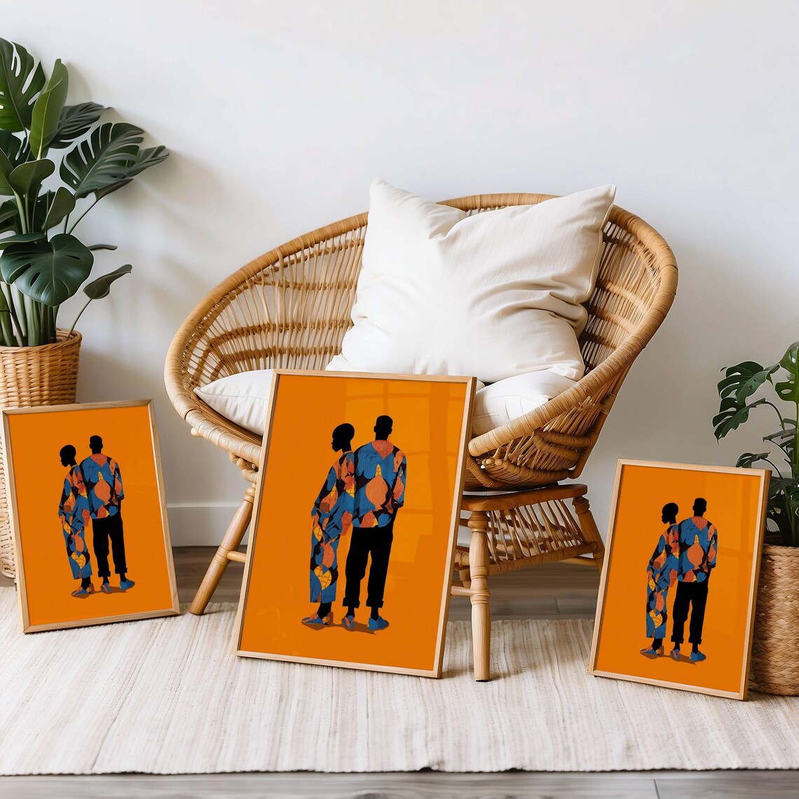 Afro Couple Back View Art – Full Body Flat Illustration, African Love ...