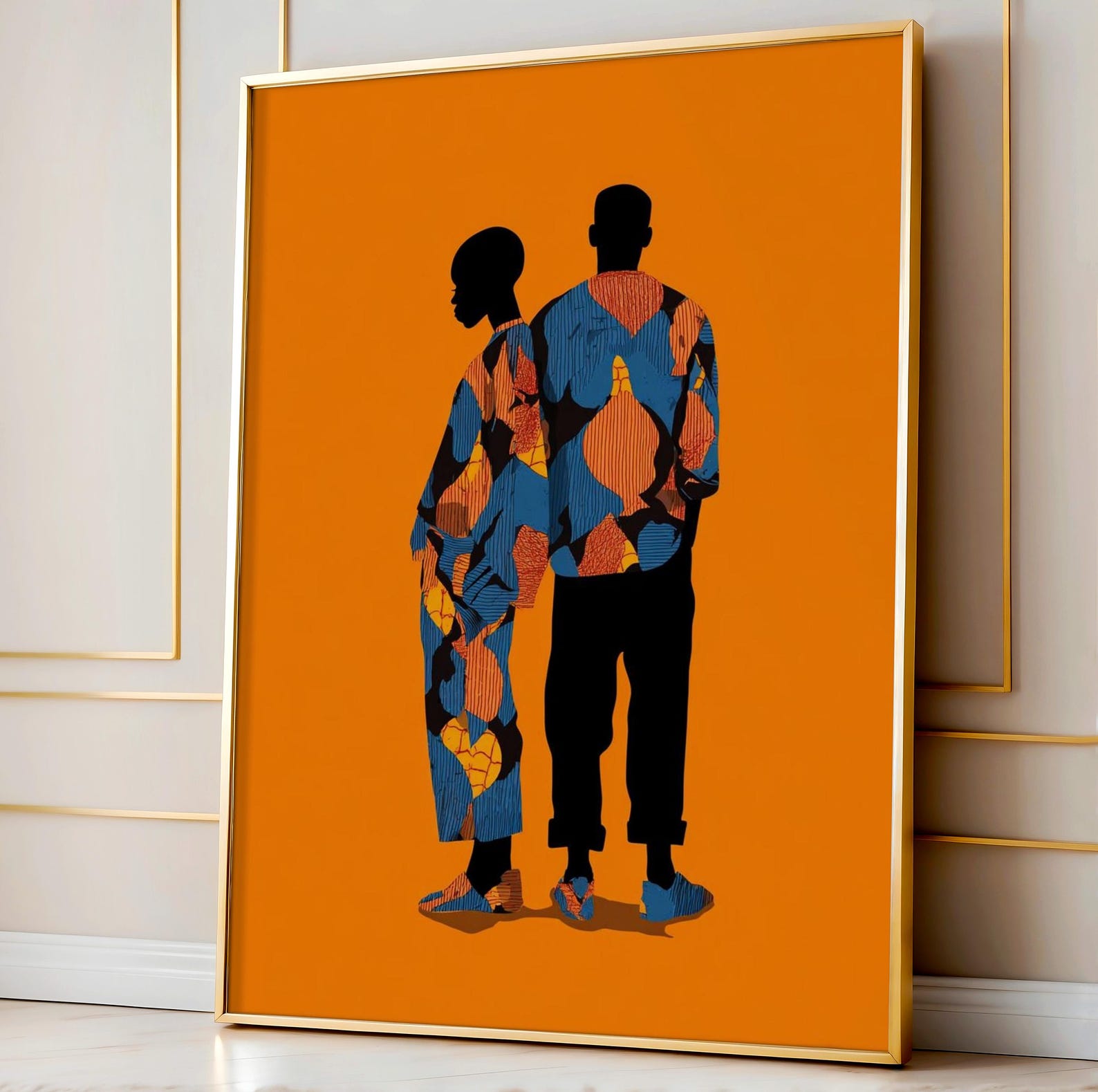 Afro Couple Back View Art – Full Body Flat Illustration, African Love ...
