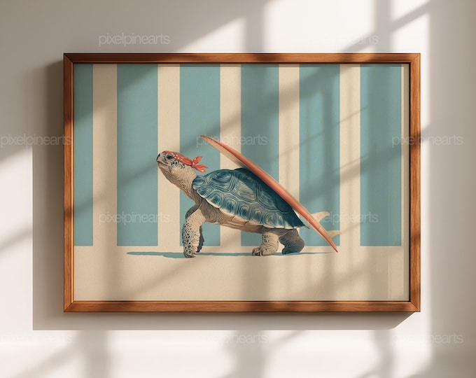 Turtle Poster, Minimalist, Helvetica, Mid-century Modern, Turtle Print ...