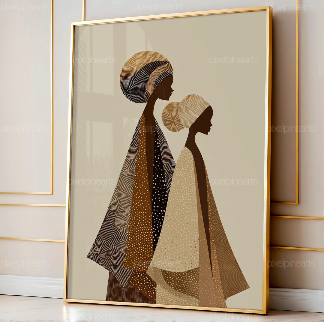 Striped Afro Figures Art | Minimalist Tribal Pattern Print ...