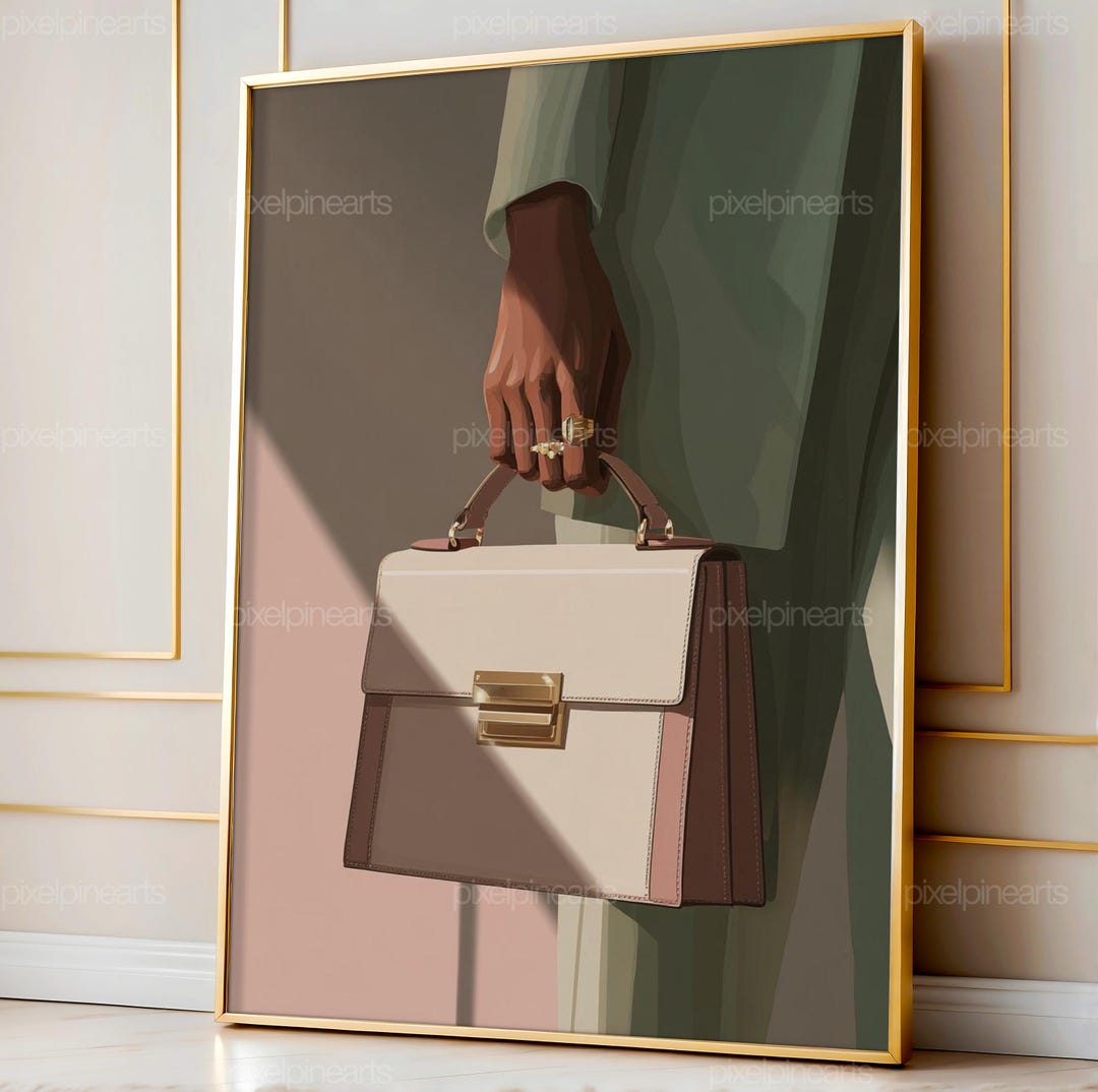 Luxury Handbag Illustration, Melanin Fashion Wall Art, Elegant Feminine ...