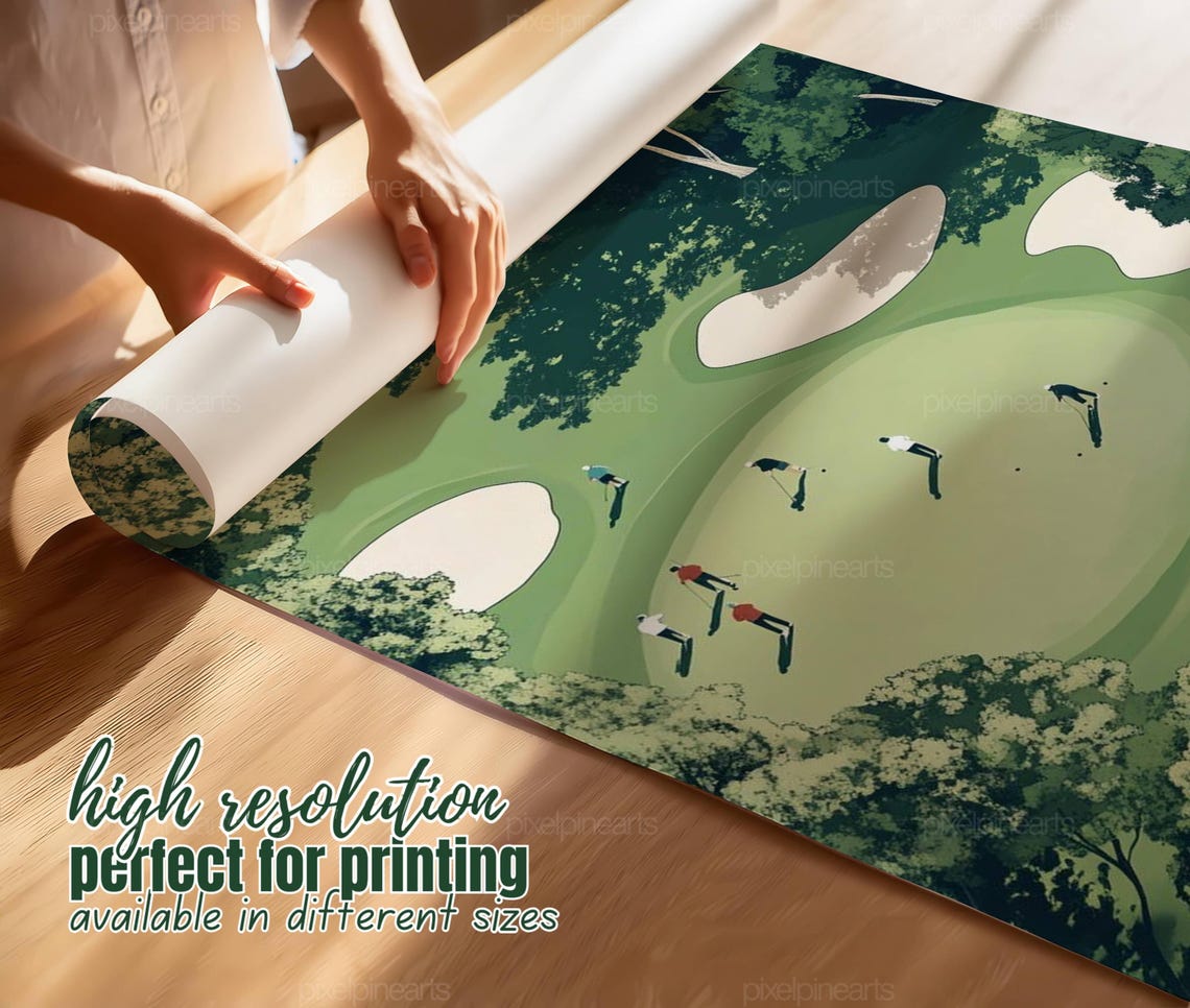Minimalist People Art, Tiny Golfers Print, Golfer Dad Gift, Sport Room ...