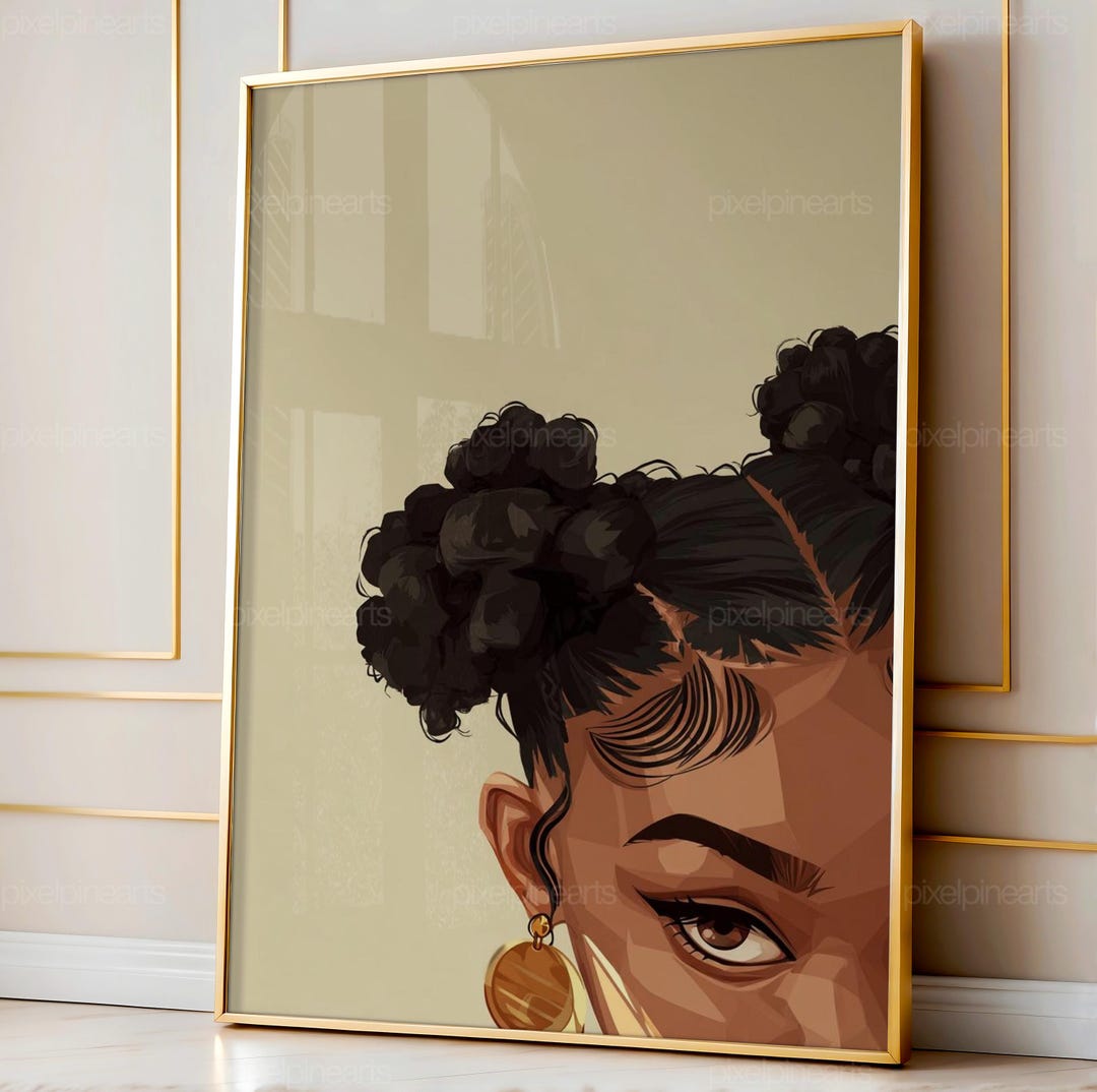 Bantu Knots Queen Art Print, Black Woman Portrait With Statement ...