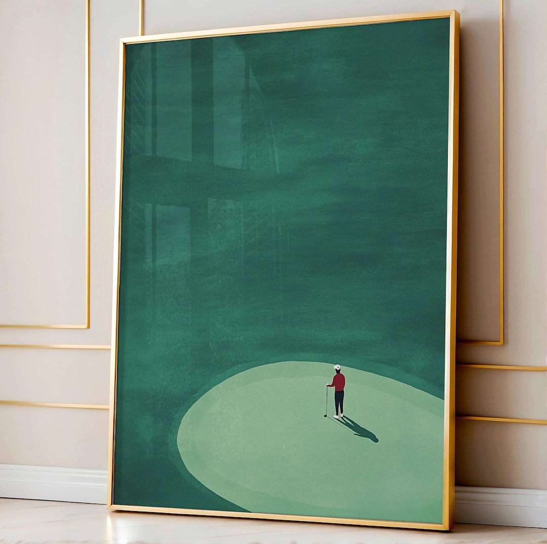 Golf Digital Print, Green Golf Wall Art for Men, Mid Century Golf ...