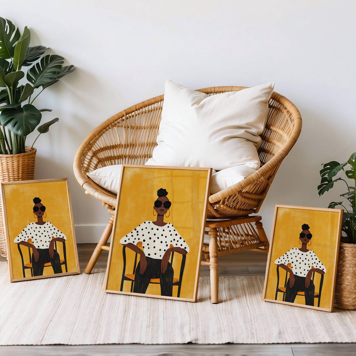 Beautiful Black Woman Wall Art, Abstract Afro Girl Print, Large ...
