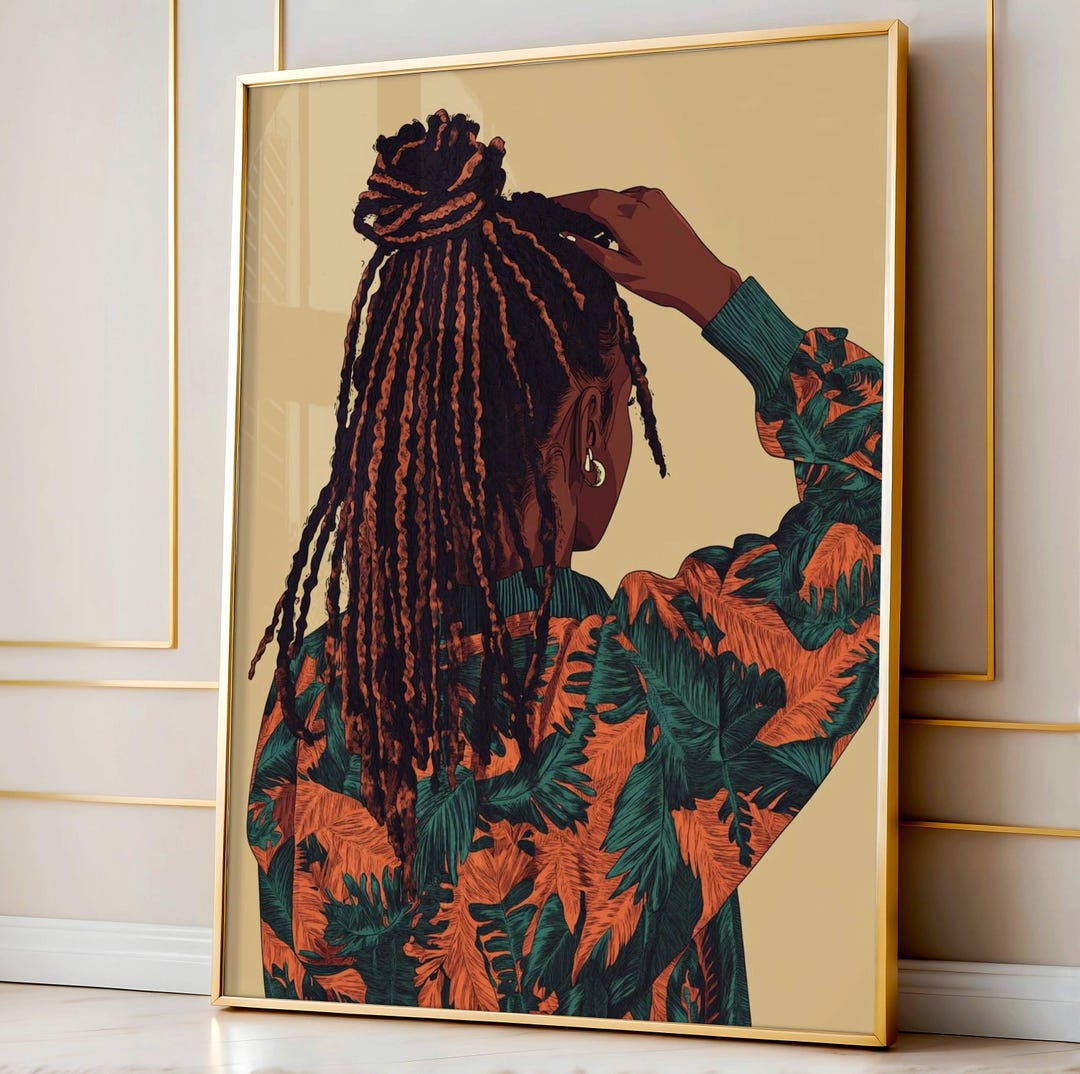 Beautiful Locs Black Hair Art, Black Woman Wall Art, Melanin Glow ...