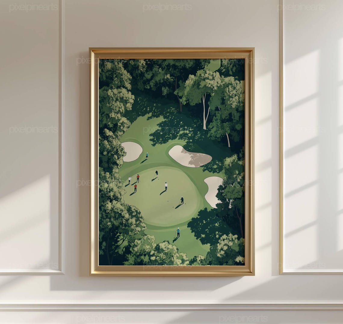 Minimalist People Art, Tiny Golfers Print, Golfer Dad Gift, Sport Room ...