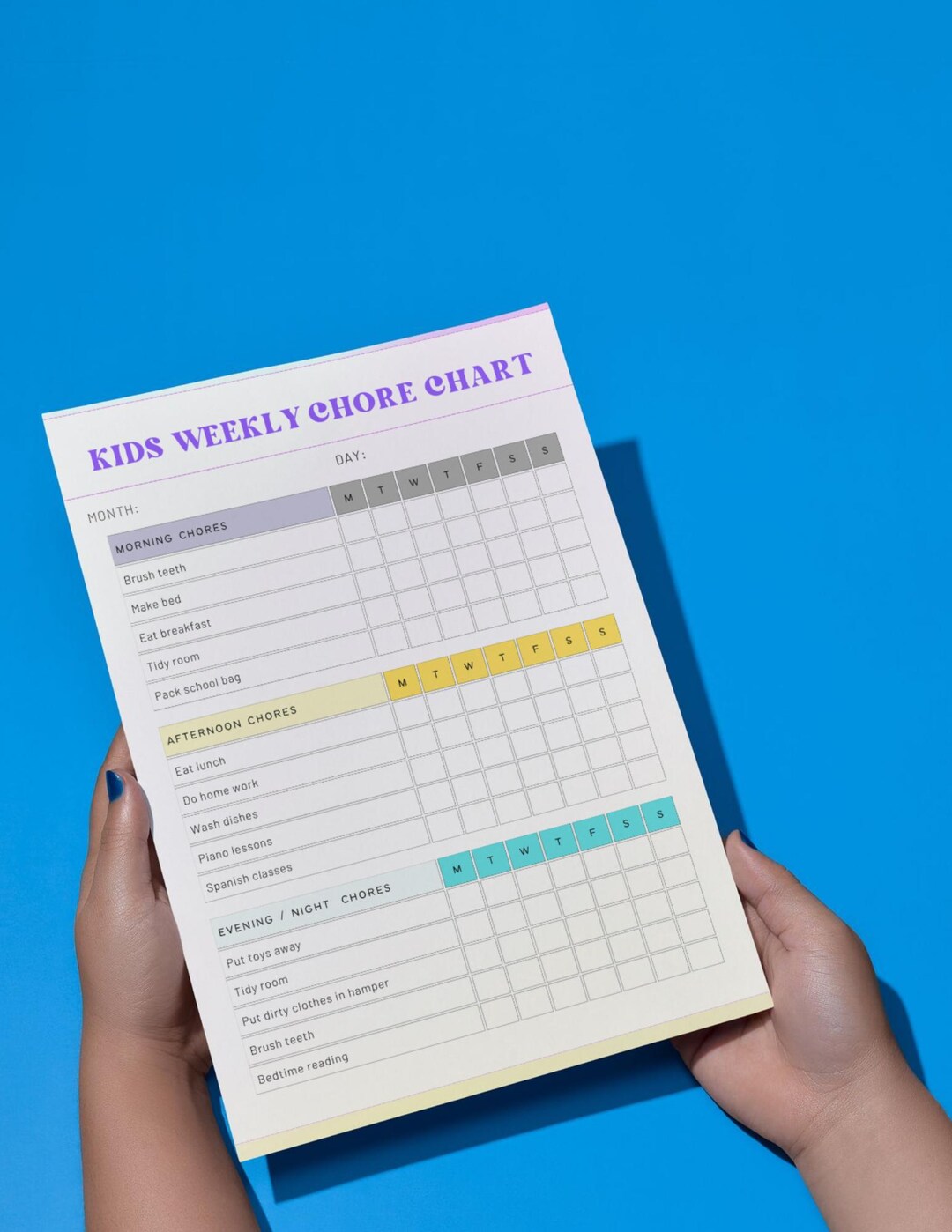 One Page KIDS Chores Planner, PRINTABLE | to Do List/ Urgent List ...