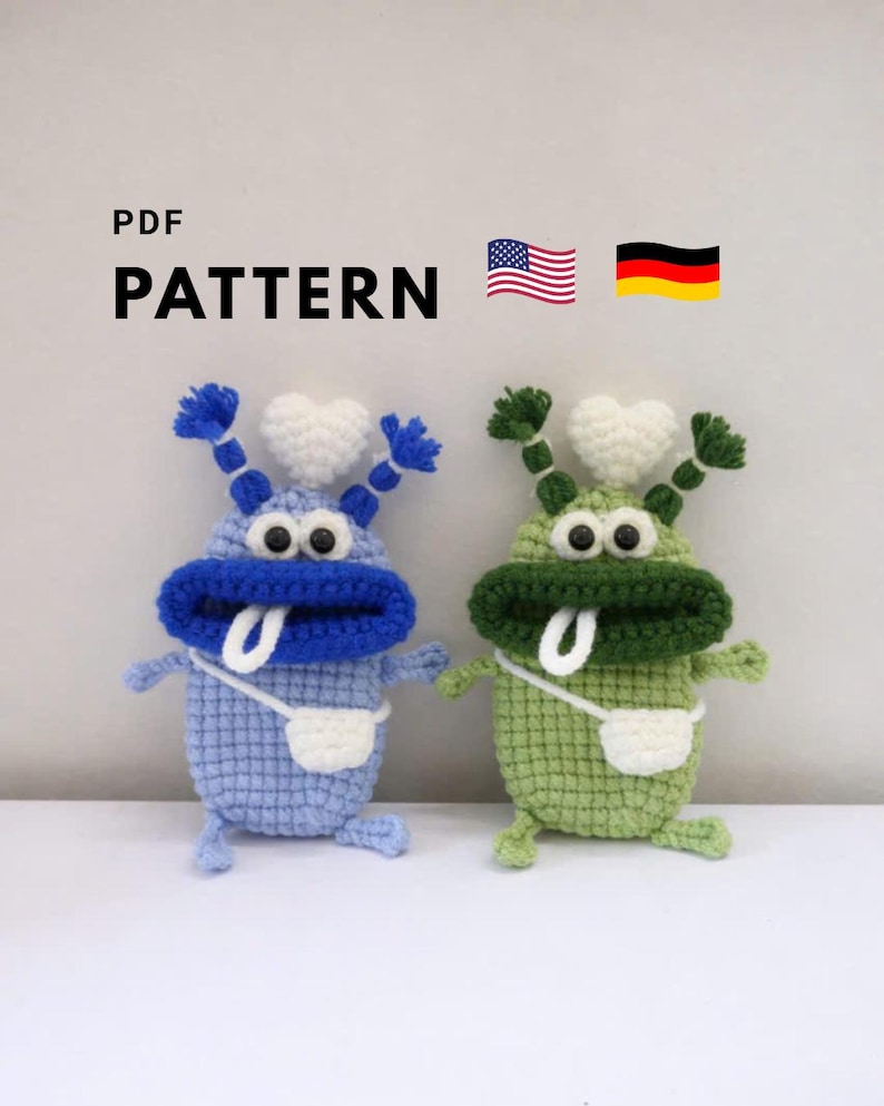 Monster Key Holder Crochet Pattern (EN & DE) | Tote Boo Key Cover ...
