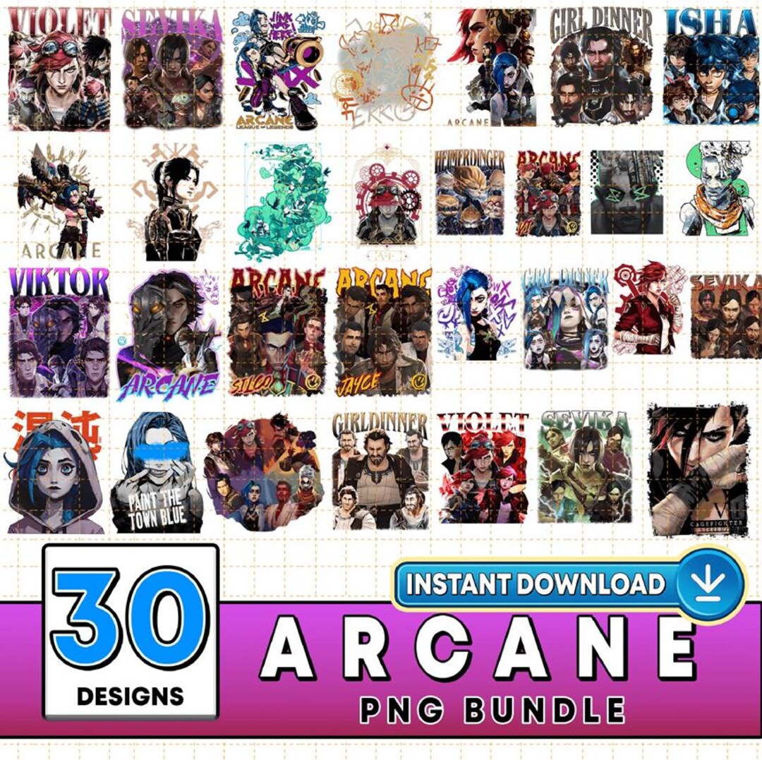 30 Designs Arcane PNG Bundle, Arcane League of Legends Animation Movie ...
