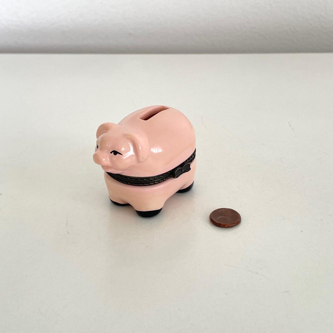 Vintage Ceramic Piggy Bank Trinket Box With Ceramic Penny - Etsy