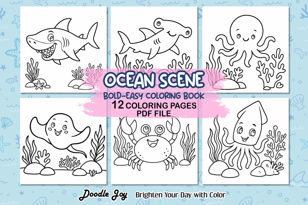 Ocean Scene: Bold and Easy Designs for Relaxation With Sea Life ...