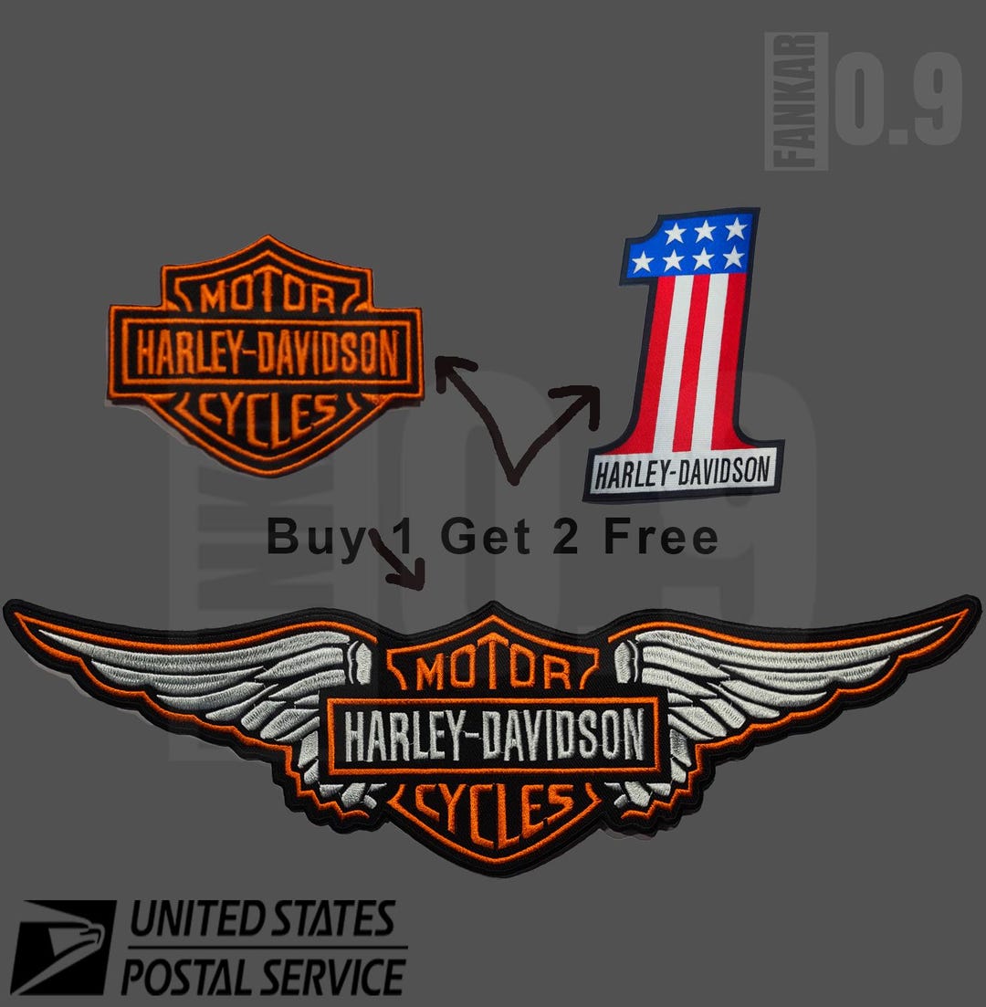 Harley Davidson Embroidered Patch Wing 15" Orange/white Large Sew on ...