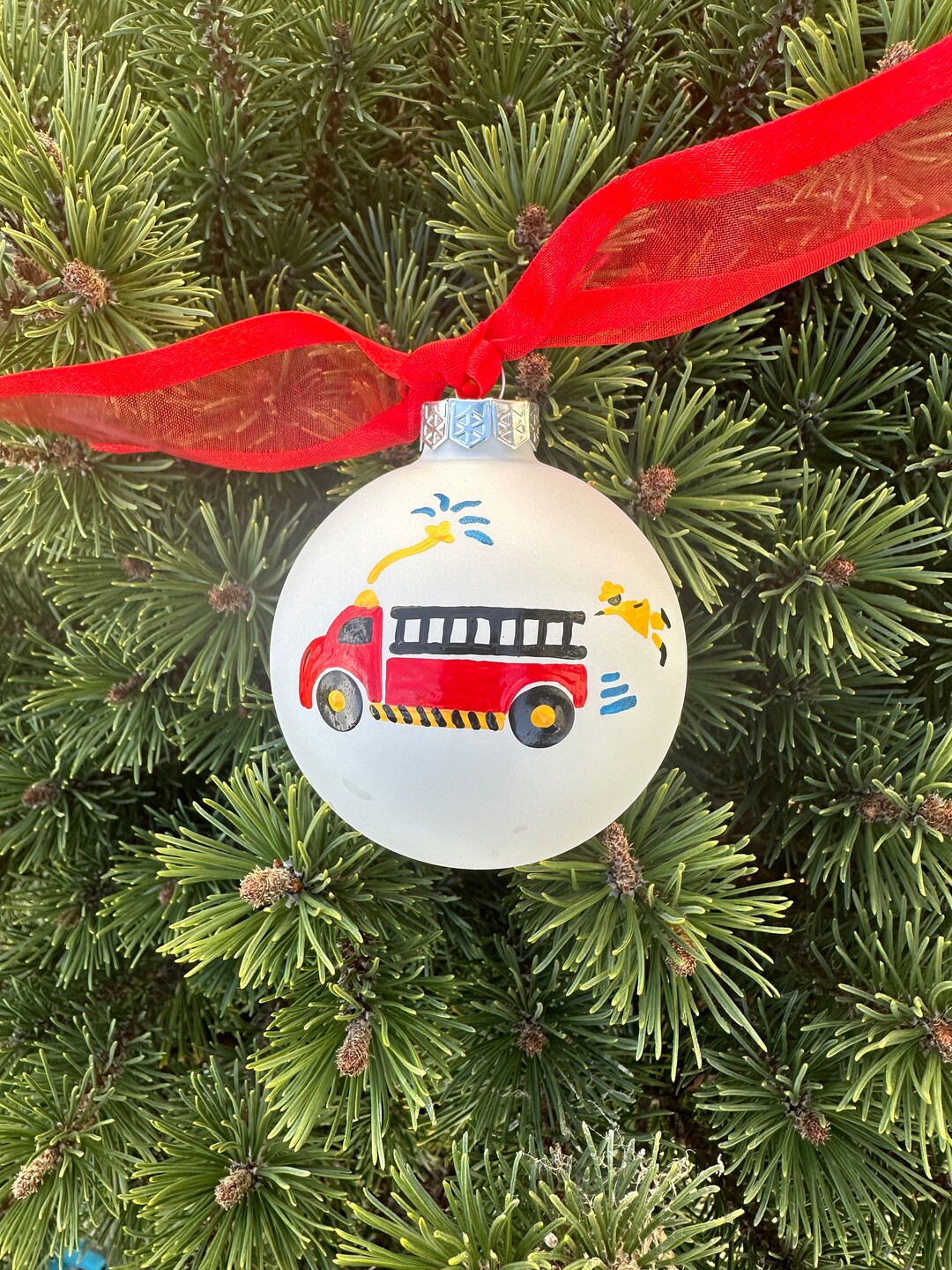 Firetruck Ornament Personalized Truck for Birthday or Christmas Hand ...