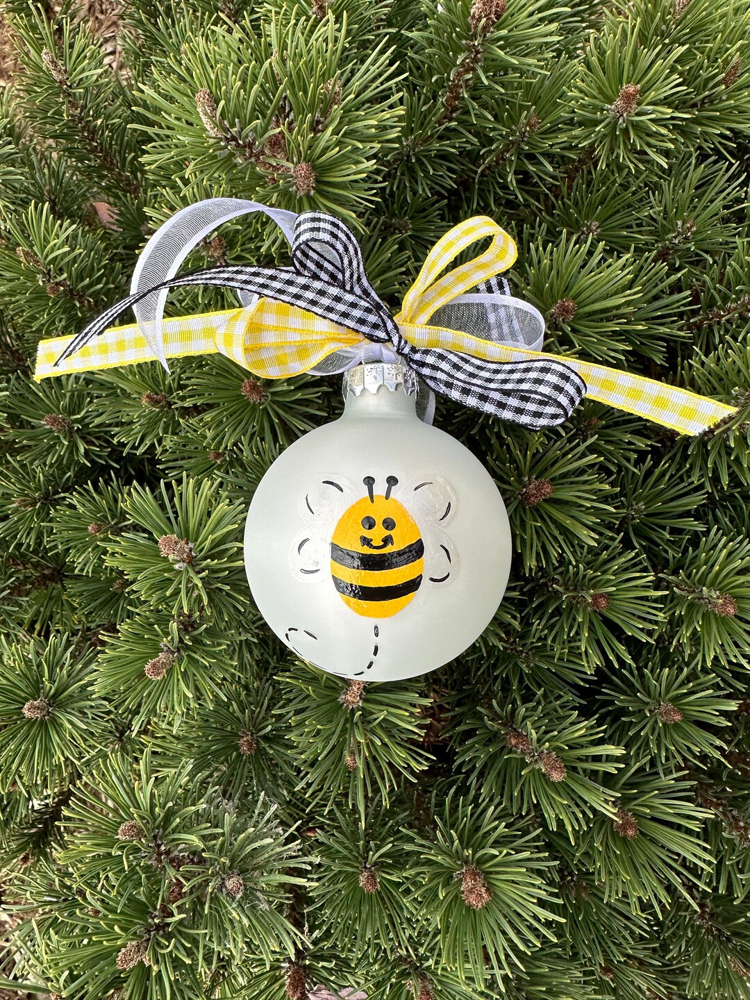 Bumble Bee Ornament Personalized Handpainted Glass Christmas Bauble ...