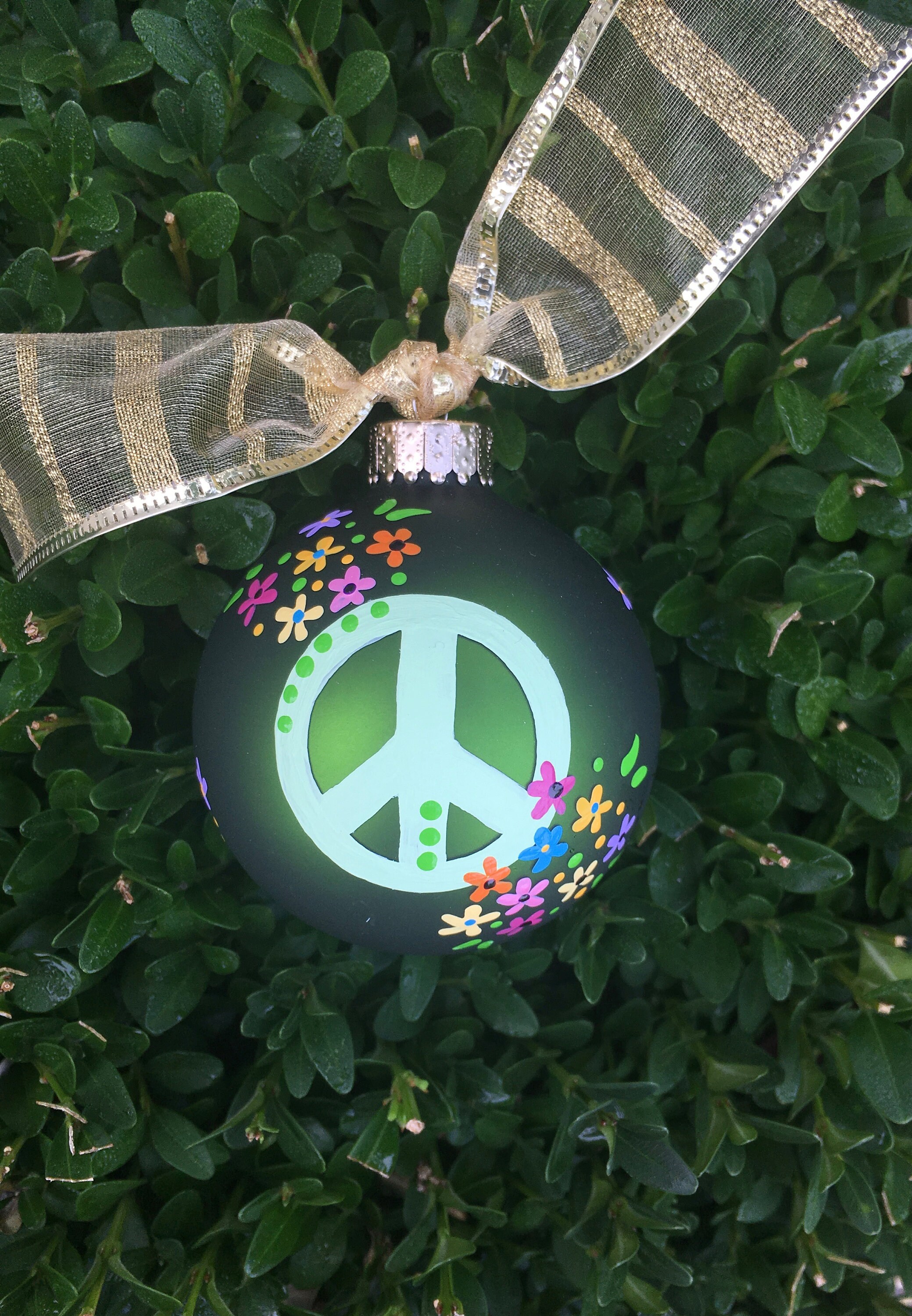 Peace Symbol Ornament Hand Painted Personalized Christmas | Etsy