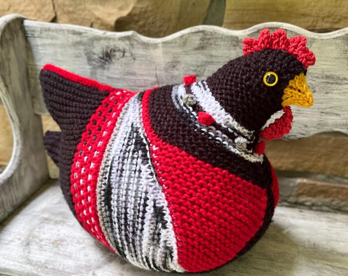 Knit Chicken, Emotional Support Chicken, Knitted Chicken, Barnyard ...